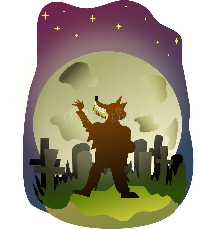 Night of the Werewolf with Full Moon Stock Vector - Illustration of ...