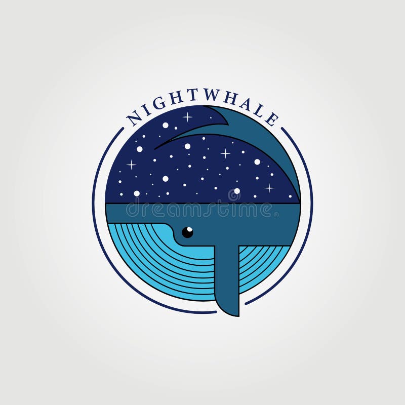 Night Whale Cartoon Logo Vector Illustration Design Graphic Stock ...