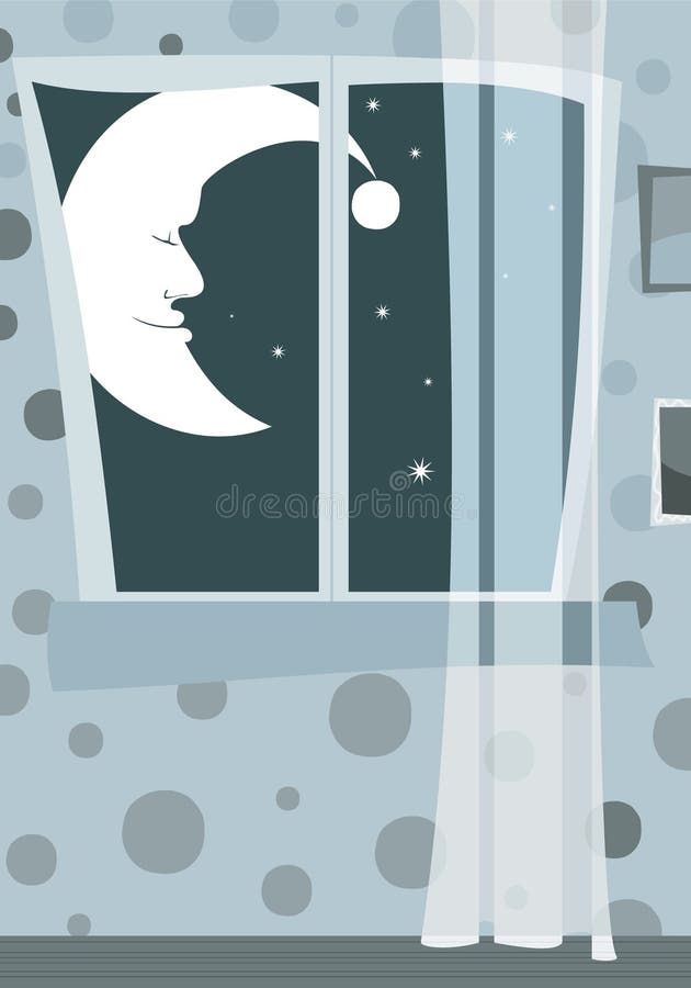 Cat and Night in the Window. Stock Vector - Illustration of buildings ...