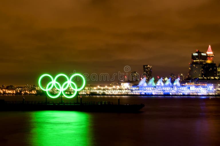 Night of Winter Olympics and Five Sails Editorial Stock Image - Image ...