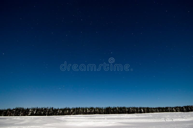 Night Winter Scene with Starry Sky Stock Image - Image of finland ...