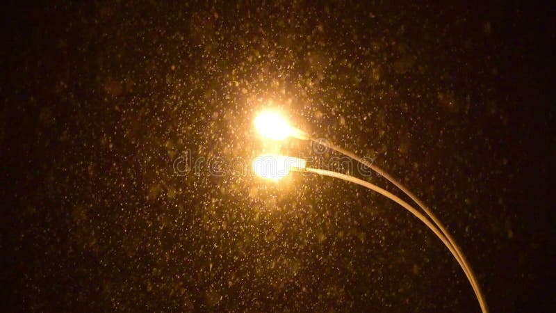 Night Winter Street Lamp. with Falling Snow Stock Video - Video of easy ...
