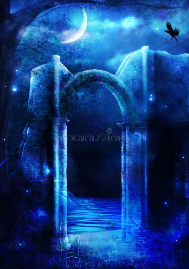 Balcony at night stock illustration. Illustration of nature - 12612797