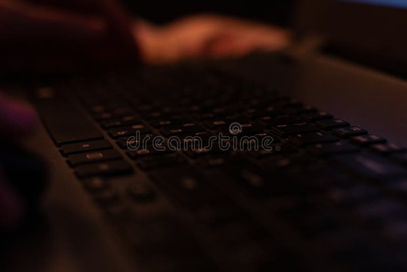 Night Work at the Computer. Stock Image - Image of computer, keyboard ...