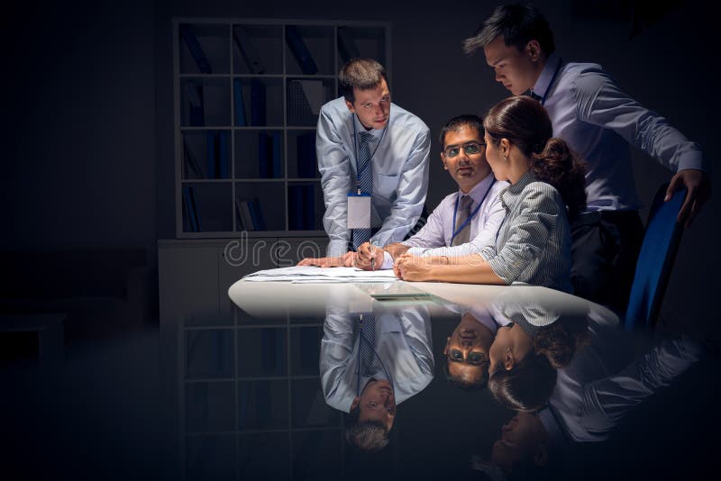 Night work stock photo. Image of businesswoman, reflected - 35960342