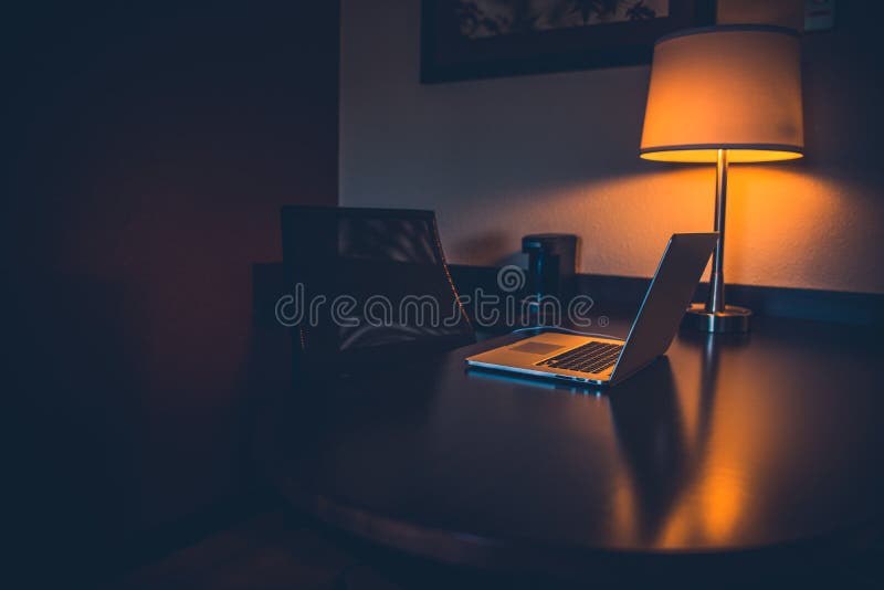 Night Work Desk stock image. Image of website, chair - 44268023
