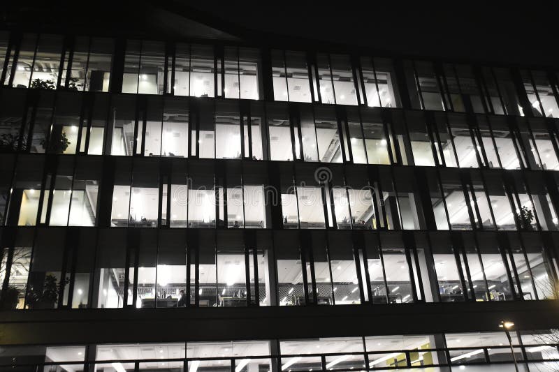 Office Work at Night in a Skyscraper Editorial Stock Image - Image of ...