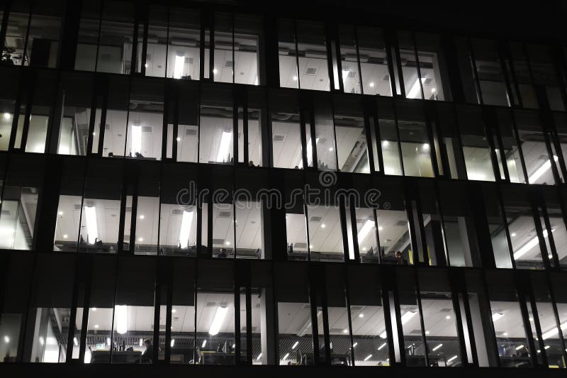 Office Work at Night in a Skyscraper Editorial Stock Image - Image of ...