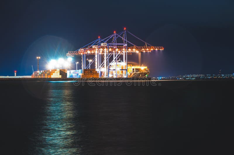 Night Work of the Main Seaport. Round-the-clock Loading and Unloading ...