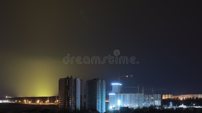 Night Works with Construction Site Area. Development on Construction ...