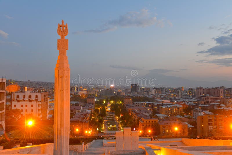 Night in Yerevan, Armenia from Cascade Editorial Photo - Image of ...