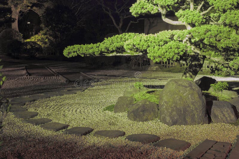 Zen garden by night stock photo. Image of wave, stone - 5890250