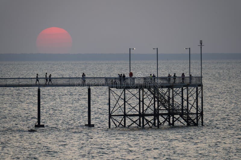 Nightcliff Jetty at sunset stock image. Image of sunset - 294712357