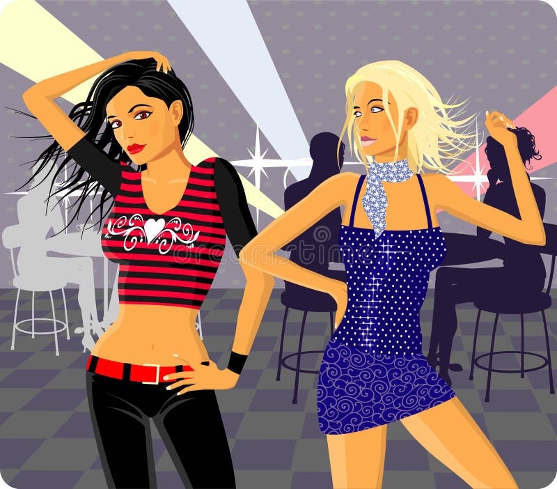 Two Girls Dancing Night Club Stock Illustrations – 48 Two Girls Dancing ...