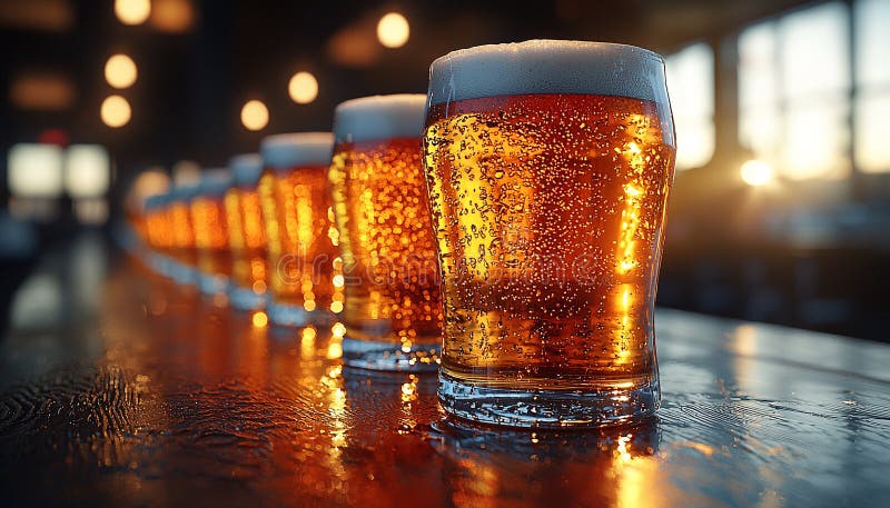 Nightclub Bar Table with Beer Glass Reflection Celebration Generated by ...