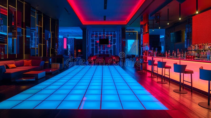 Nightclub Featuring LED Dance Floor and DJ Booth Stock Illustration ...