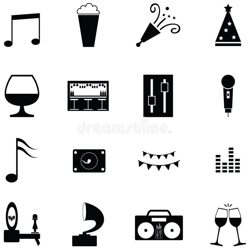 Nightclub icon set stock vector. Illustration of holiday - 120569529