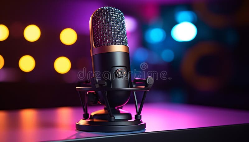 Nightclub Performance, Singer on Stage with Microphone Generated by AI ...