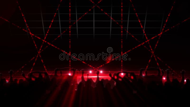 Nightclub with Red Laser Show and Dancing Crowd Stock Footage - Video ...