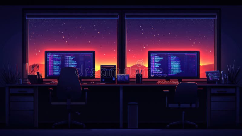 Nightcoder S Workstation Stock Illustration Illustration Of Programming 366225645