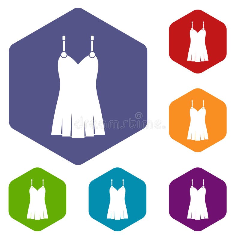 Nightdress Icons Set Hexagon Stock Vector - Illustration of long ...