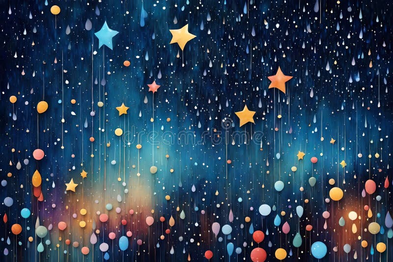 Nightfall Cascade: 3D Vector Art of Colorful Rain Shower Stock ...