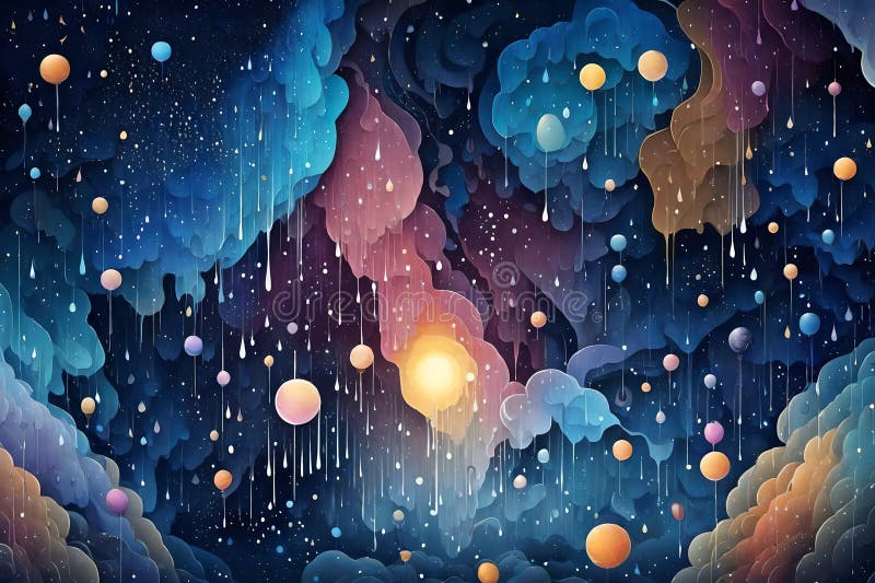 Nightfall Cascade: 3D Vector Rain in Vibrant Hues Stock Illustration ...