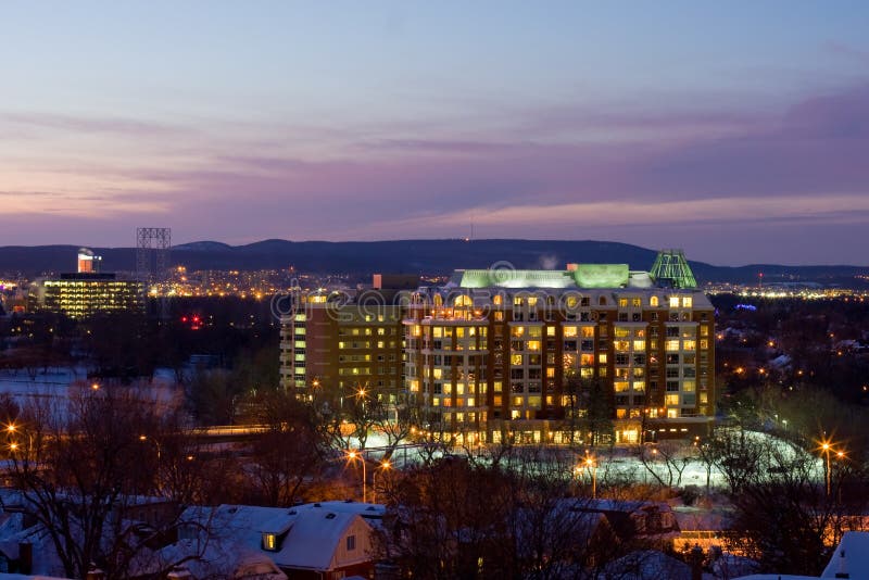 The Nightfall of Ottawa after Snow Stock Image - Image of winter, city ...