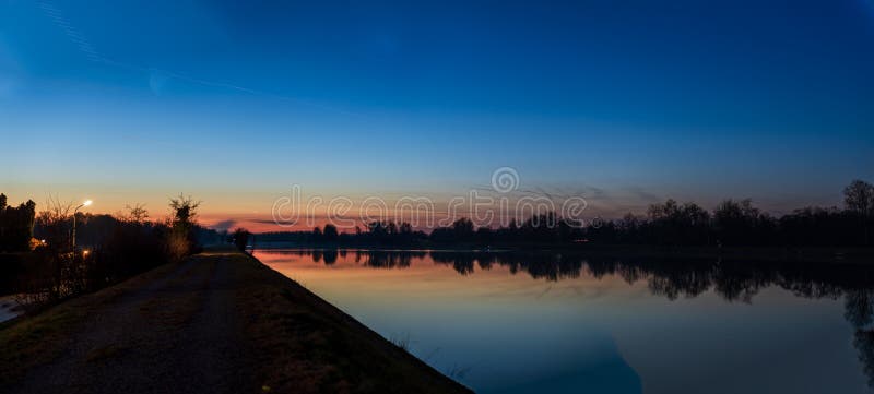 Nightfall Over the Inn River Stock Image - Image of skyscape, river ...