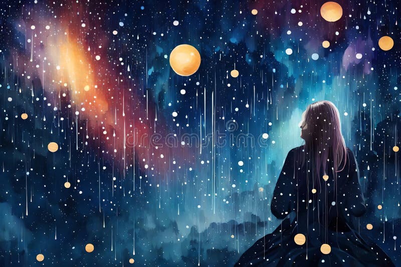 Nightfall Symphony: 3D Vector Art of Colorful Rain Stock Illustration ...