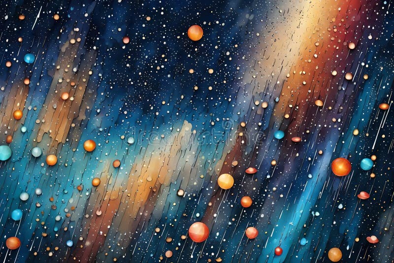 Nightfall Symphony: 3D Vector Rain Shower Under Moonlit Sky Stock ...