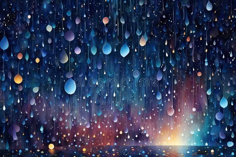 Nightfall Symphony: Vector Rain Shower Under Moonlight Stock ...