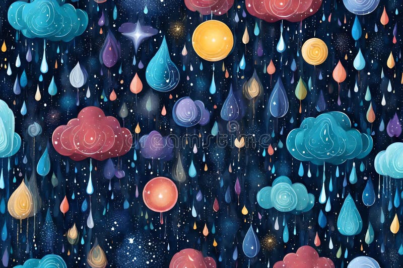 Nightfall Symphony: Vector Rain Shower Under Moonlight Stock ...