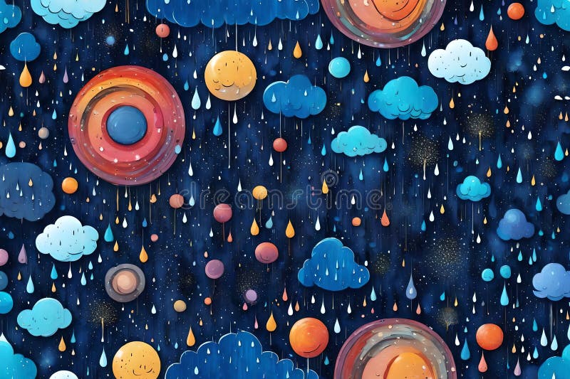 Nightfall Symphony: Vector Rain Shower Under Moonlight Stock ...