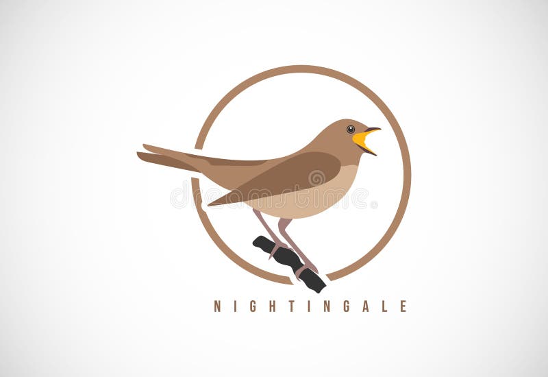 Nightingale Bird in a Circle. Nightingale Bird Logo Design Template ...