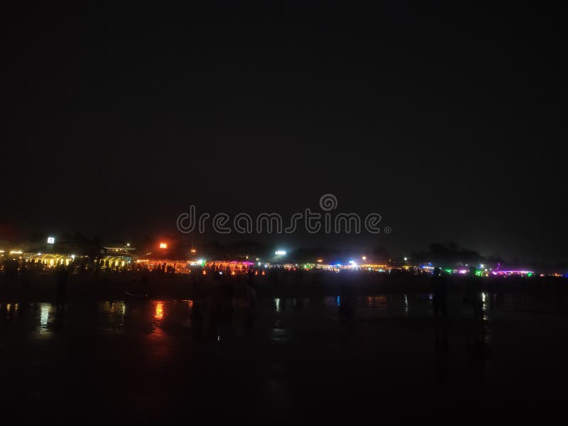 Nightlife at Baga Beach Goa Stock Photo - Image of dusk, light: 267610306