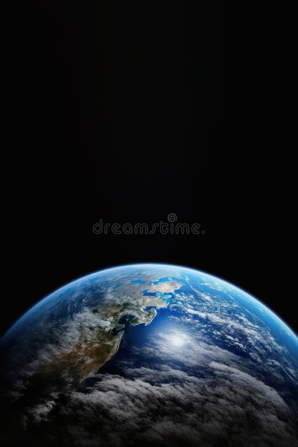 Nightly Earth Planet in Outer Space with Copy Space Stock Illustration ...