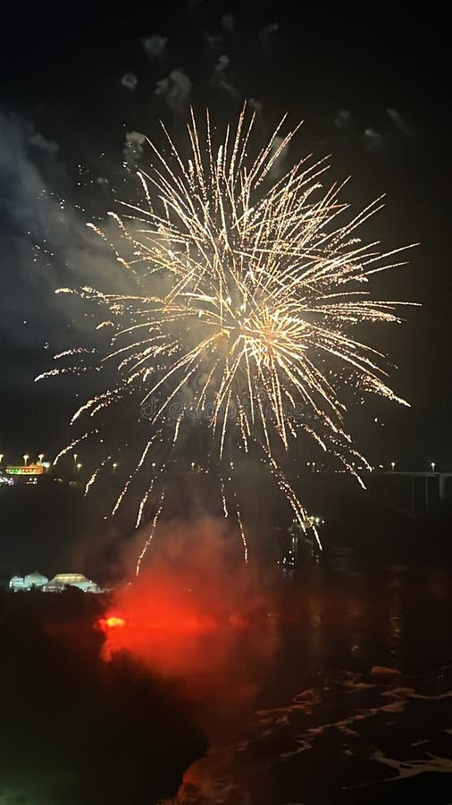 Nightly Fireworks Display at Niagara Falls on the Border of USA and ...