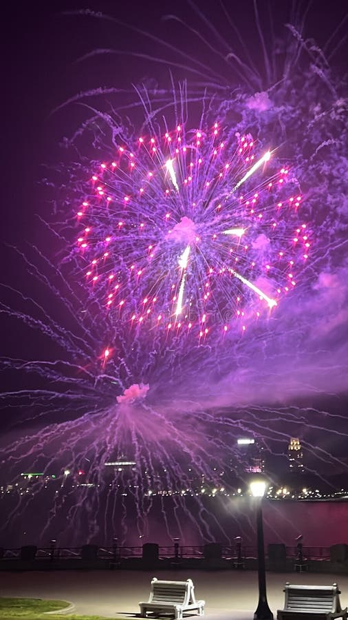 Nightly Fireworks Display at Niagara Falls on the Border of USA and ...