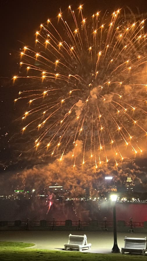 Nightly Fireworks Display at Niagara Falls on the Border of USA and ...
