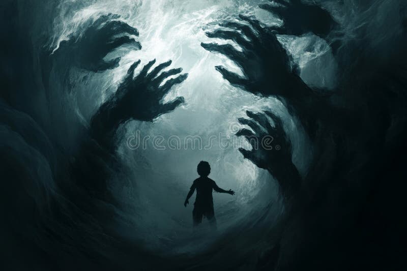 A Nightmare of Falling through a Dark Void, with Shadowy Hands Reaching ...