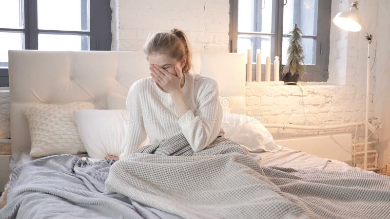 Nightmare, Sleeping Young Girl Waking Up in Shock Stock Video - Video ...