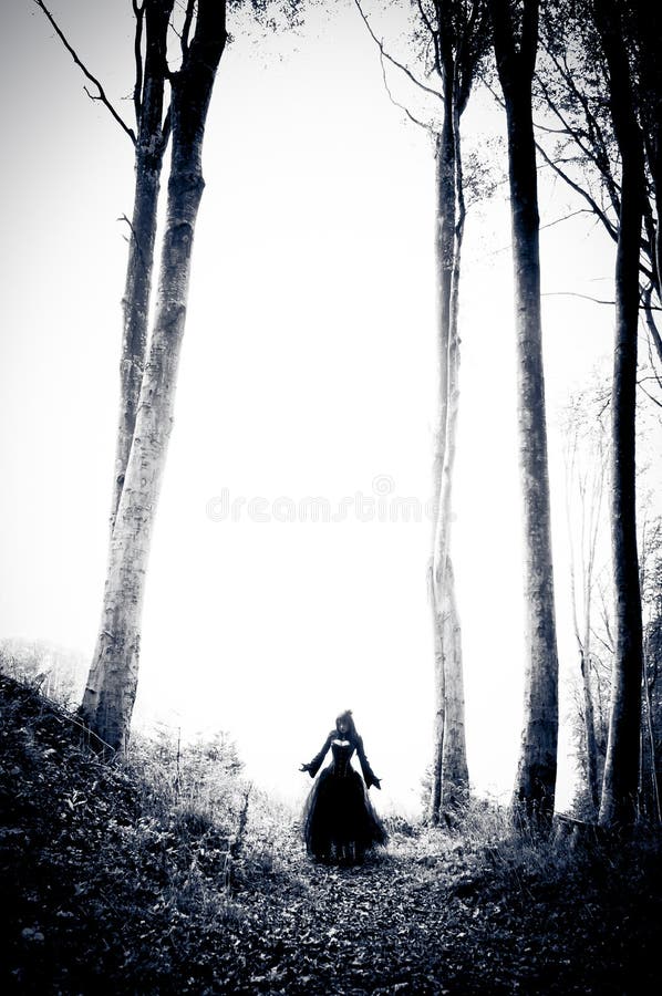 Nightmare Woman in Black Dress Stock Photo - Image of gothic, dark ...