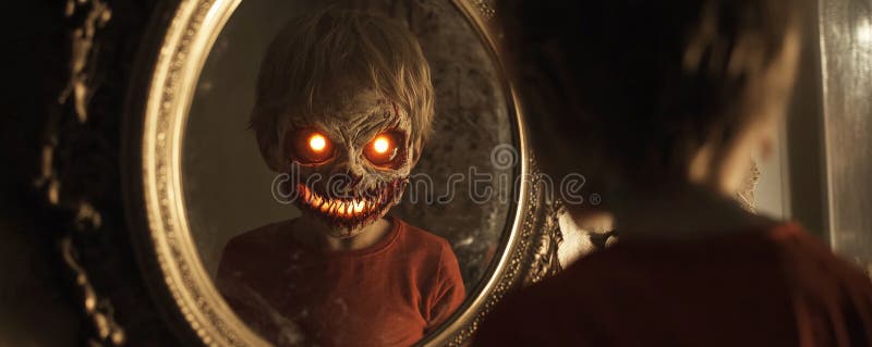 A Nightmarish Reflection in the Mirror Shows a Distorted Version of the ...