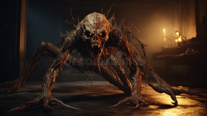 Nightmarish Wire Creature Strikes in Unreal Engine 5 Stock Illustration ...