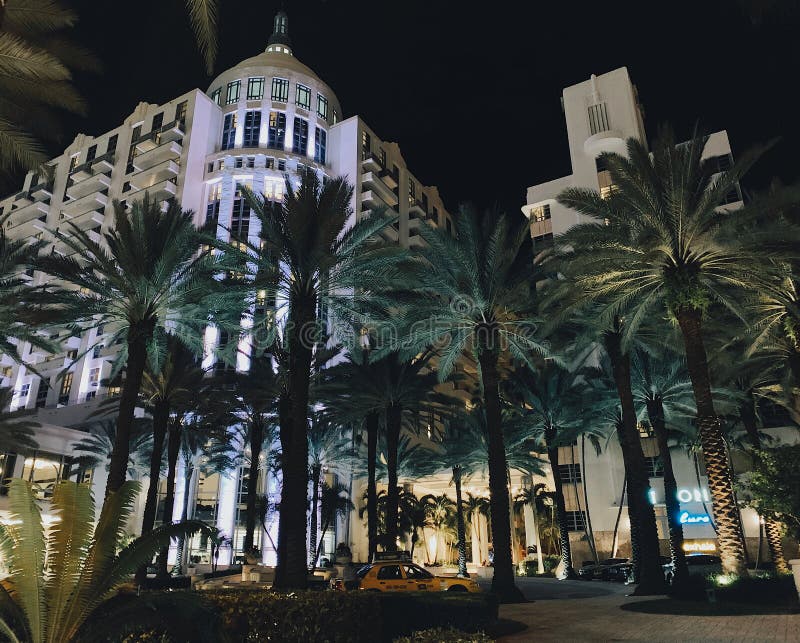 Miami Beach lights editorial photography. Image of nights - 180384487