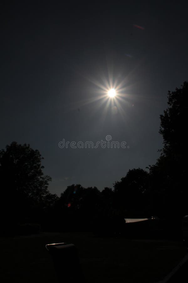 Nightscape with Bright Moonlight Shining in the Dark Sky Stock Image ...