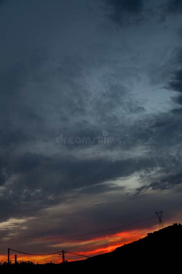 Nightscape with Dramatic Blue Sky. Stock Photo - Image of orange ...