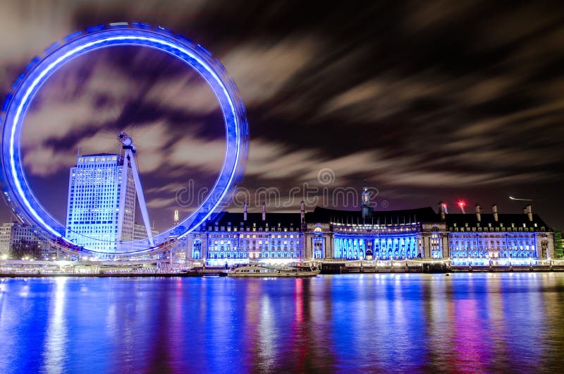 Nightscape in London Across the Thames Editorial Photo - Image of ...
