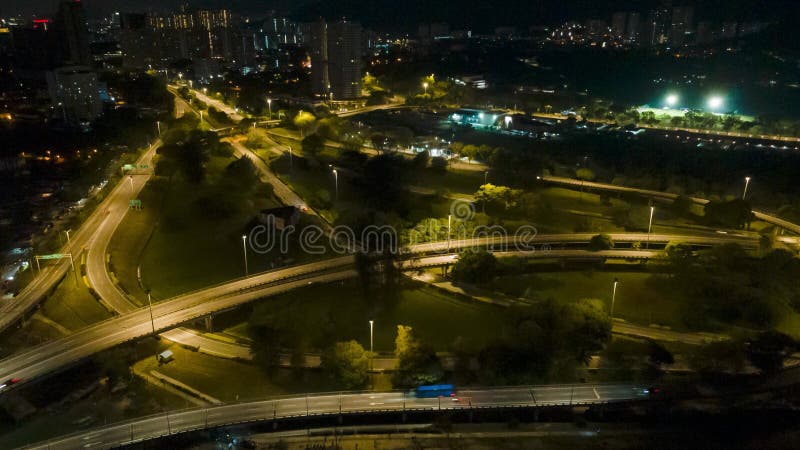 Nightscape Panaromic Hyperlapse Shot Penang Bridge Interchange Stock ...
